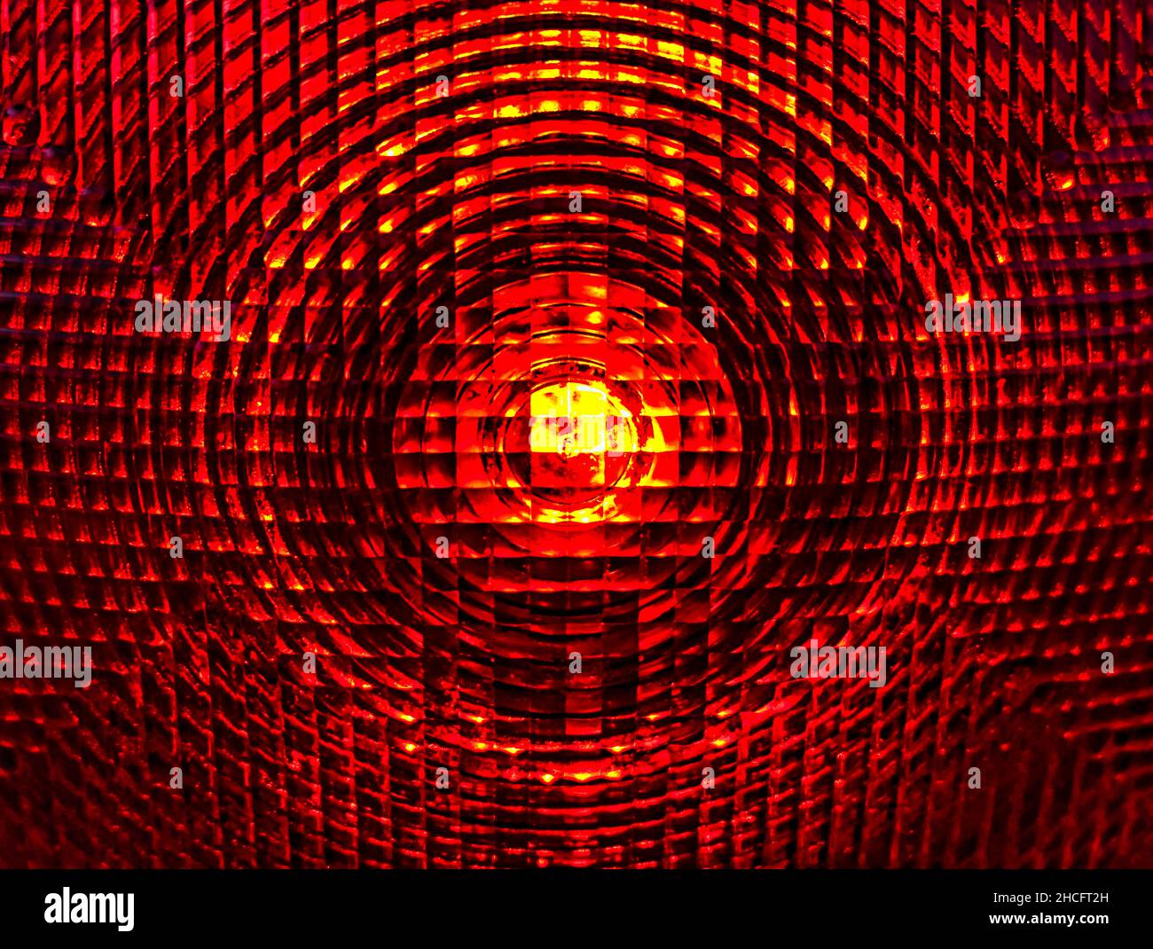 Abstract red faceted plastic reflective surface sign or rear lamp of ...