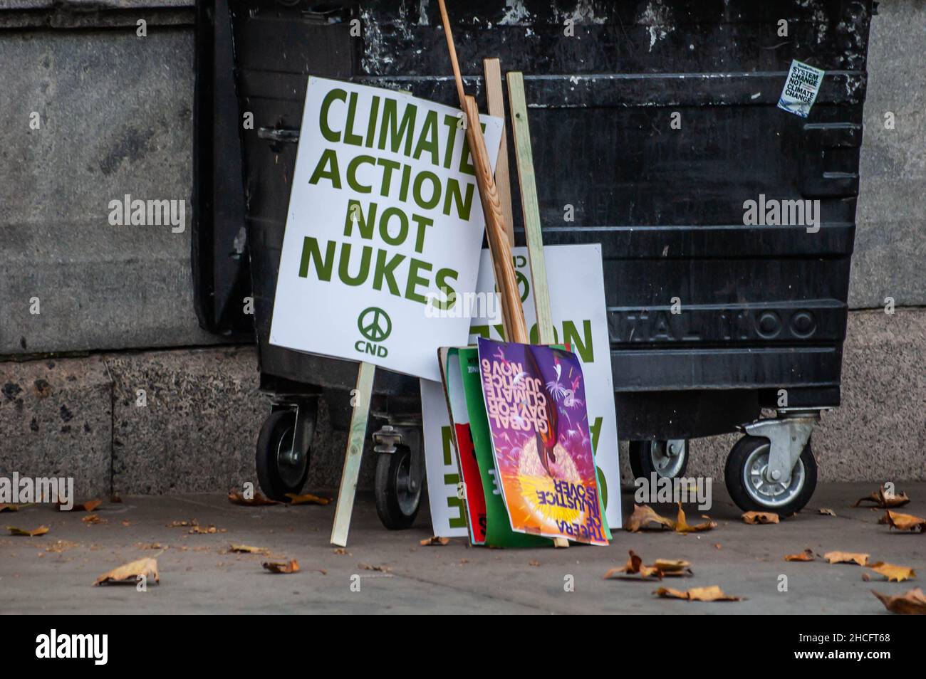 Placards at the Global Day for Climate Justice Stock Photo - Alamy