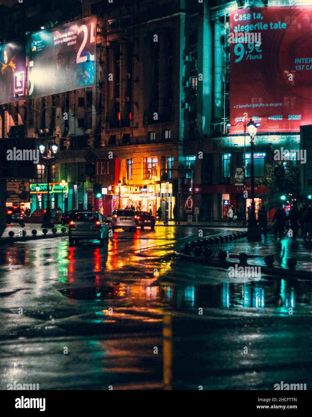 Night lights in the city creating a beautiful color pallete in the ...