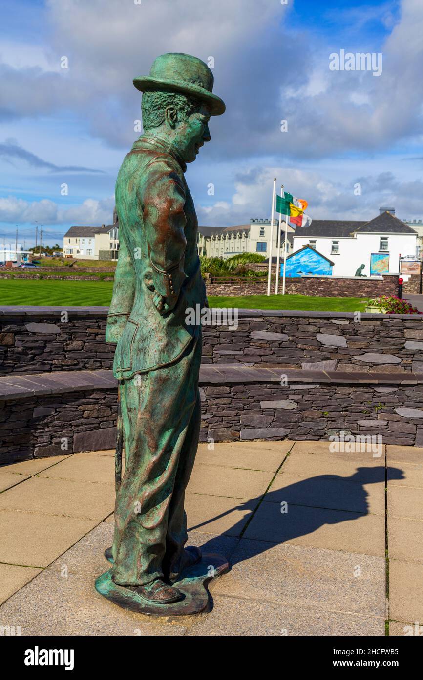 Statue of Charlie Chaplin, Waterville Town, County Kerry, Ireland Stock ...
