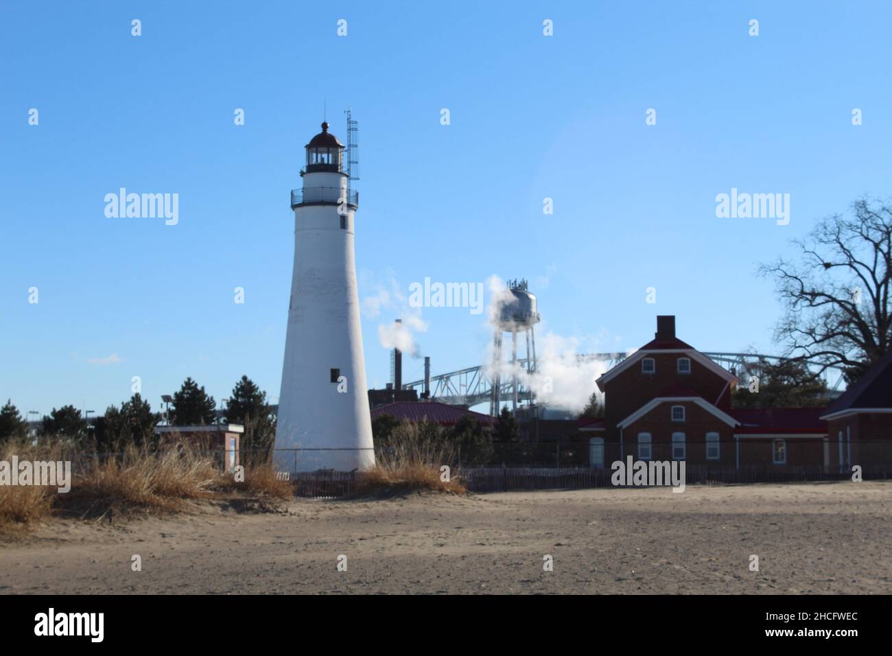 Fort Gratiot Light in Port Huron, Michigan, oldest lighthouse in state Stock Photo - Alamy