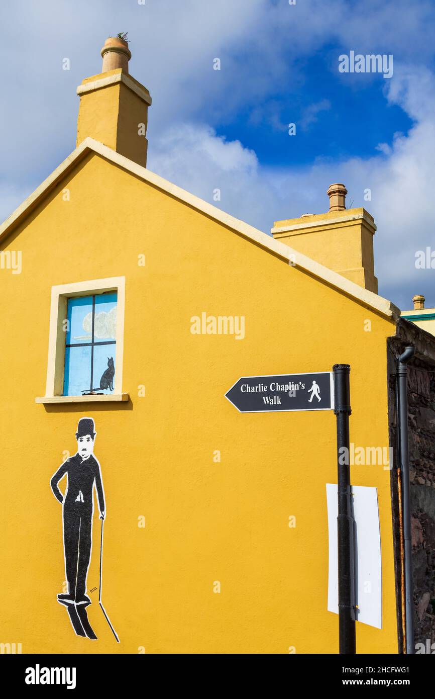 Mural of Charlie Chaplin, Waterville Town, County Kerry, Ireland Stock ...