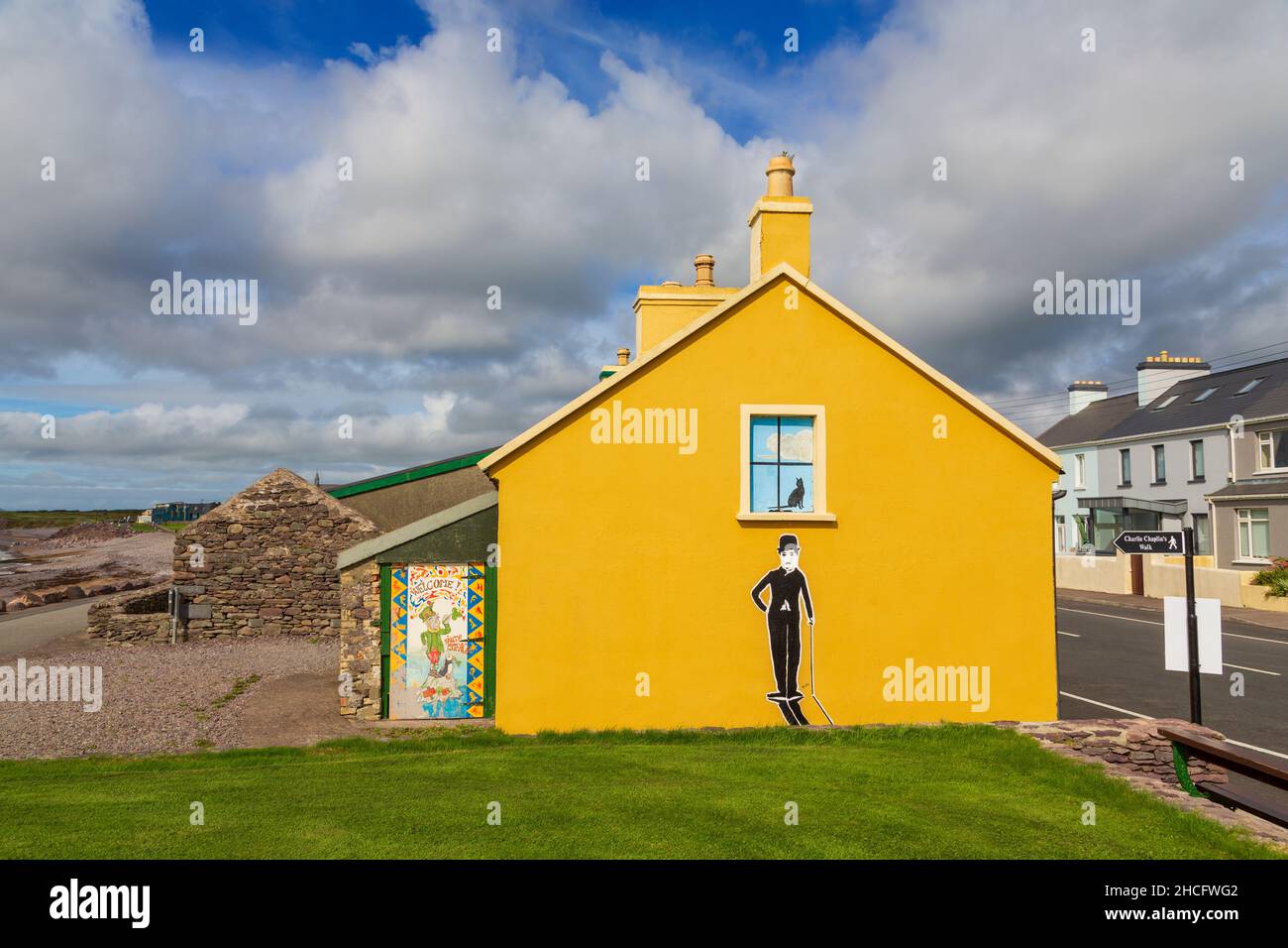 Mural of Charlie Chaplin, Waterville Town, County Kerry, Ireland Stock ...
