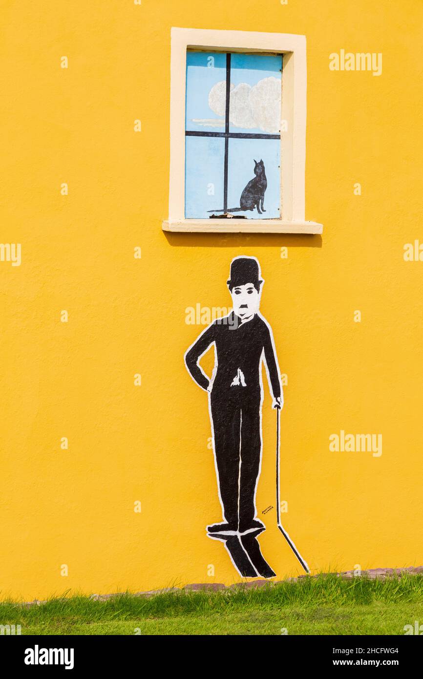 Mural of Charlie Chaplin, Waterville Town, County Kerry, Ireland Stock ...