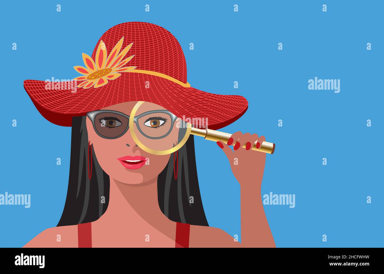 Hat magnifying glass Stock Vector Images - Alamy