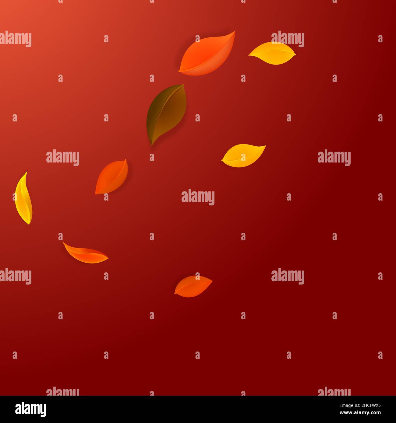 Falling autumn leaves. Red, yellow, green, brown neat leaves flying ...