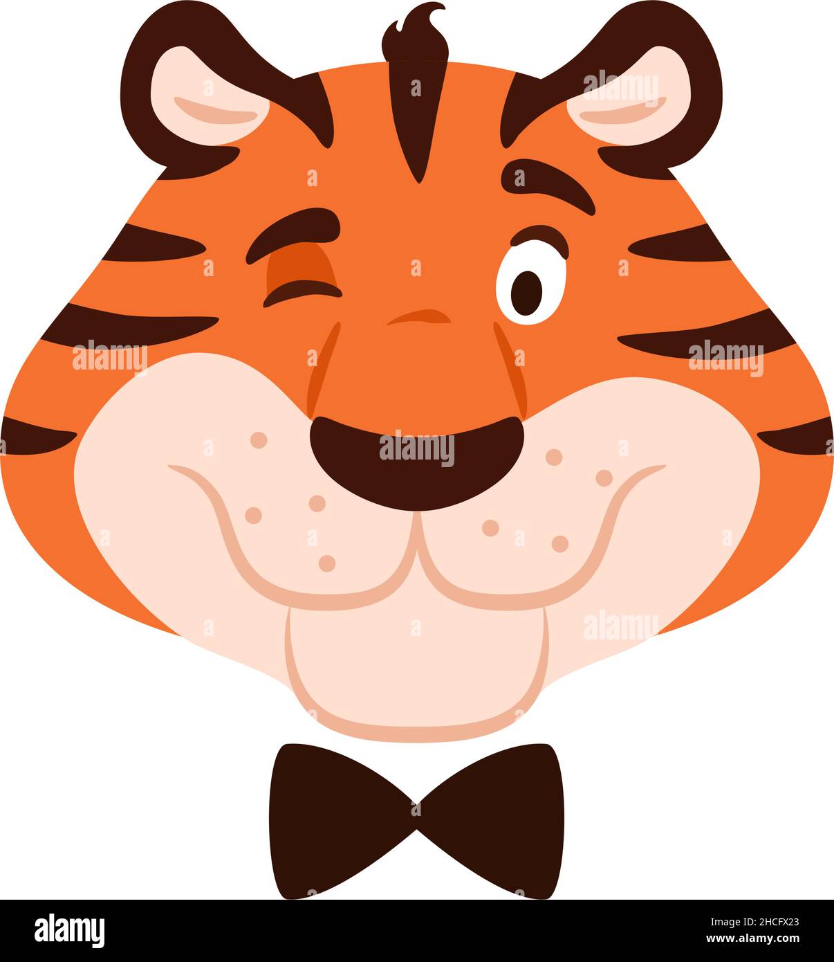 Cute winking tiger head isolated on white Stock Vector Image & Art - Alamy