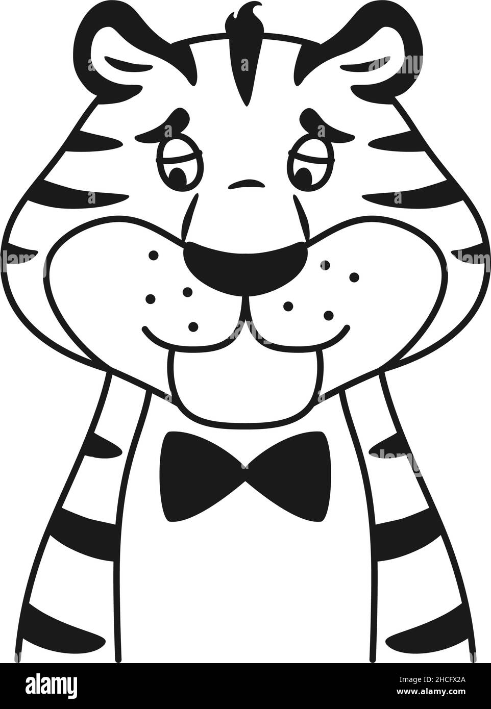 Black and white outline upset striped tiger Stock Vector Image & Art ...