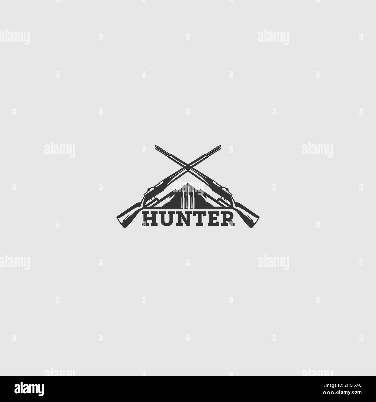 Minimalist flat silhouette Hunter logo design Stock Vector Image & Art ...