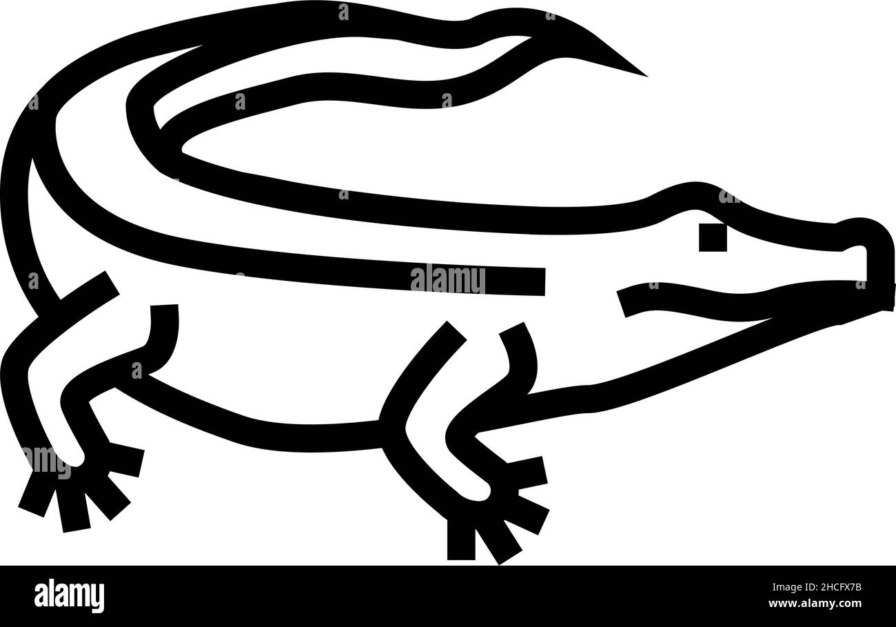 alligator wild reptile line icon vector illustration Stock Vector Image ...