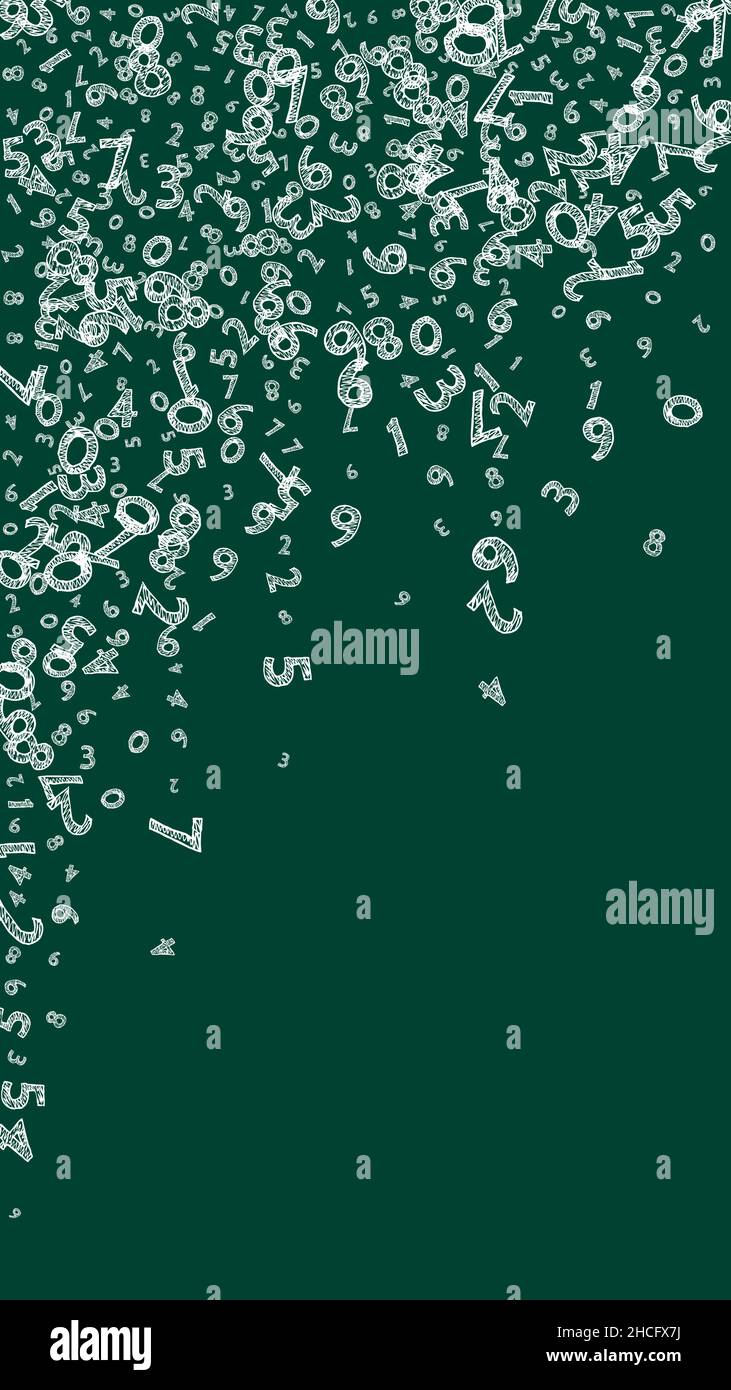 Falling childish chalk numbers. Math study concept with flying digits ...