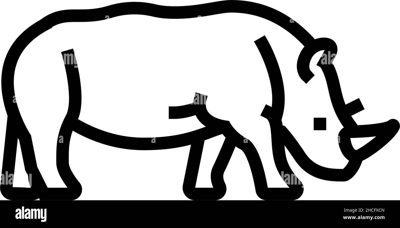 rhino animal in zoo line icon vector illustration Stock Vector Image ...
