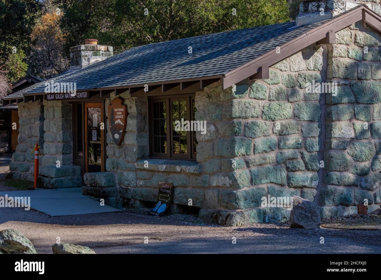 National Park rustic style building with green stone, now used as a ...