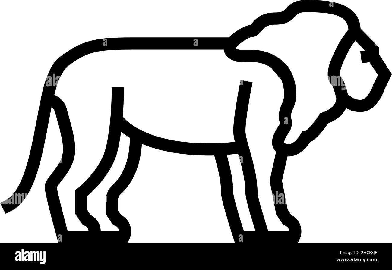 lion animal in zoo line icon vector illustration Stock Vector Image ...
