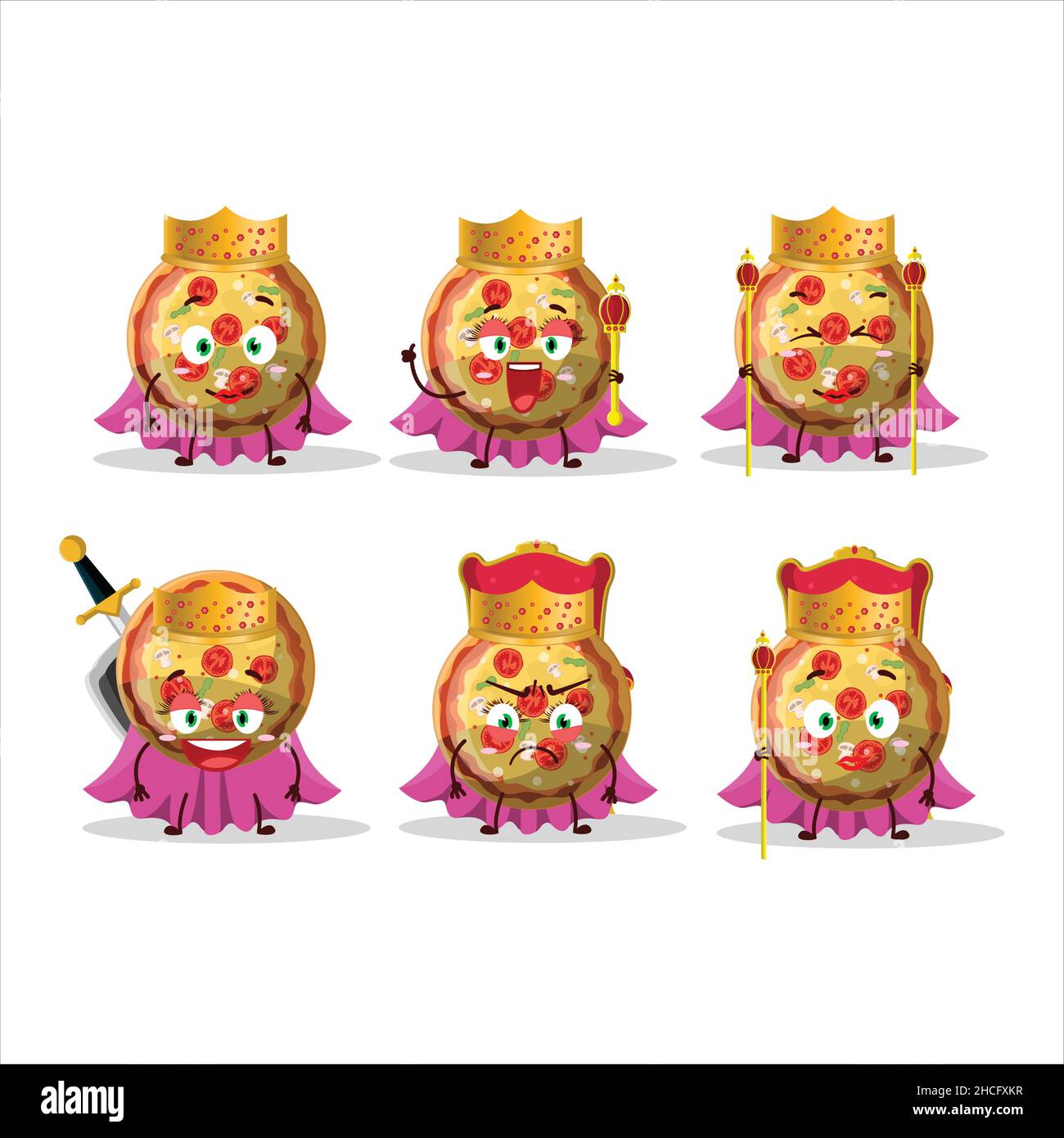 Queen and her magic clothes cartoon of pizza gummy candy wearing tiara ...