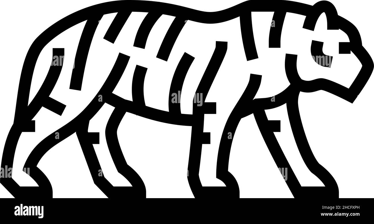 tiger animal in zoo line icon vector illustration Stock Vector Image ...