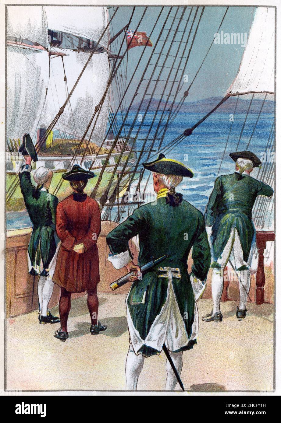 officers on one of Captain Cook's ships during one of their expeditions ...