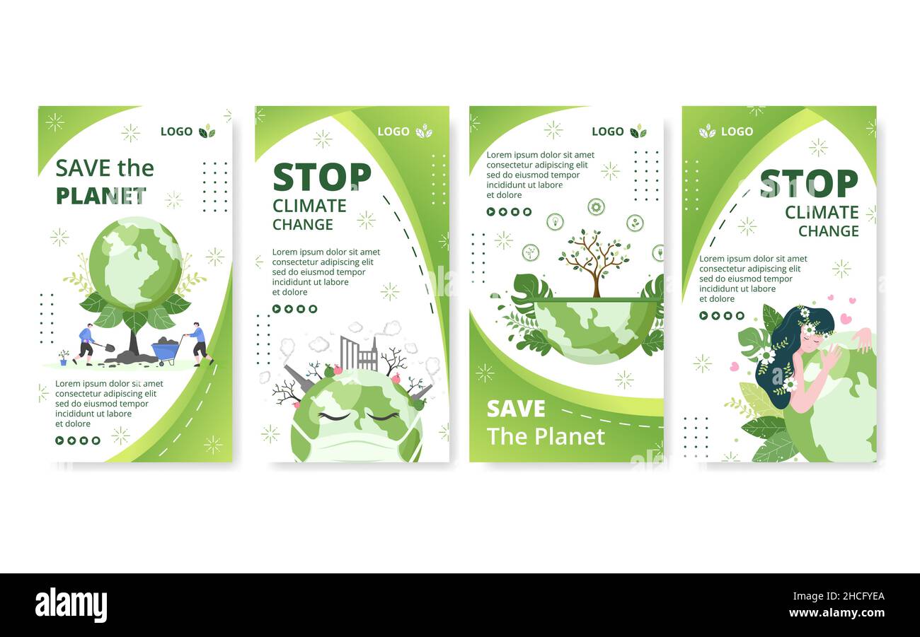 Save Planet Earth Post Template Flat Design Environment With Eco ...