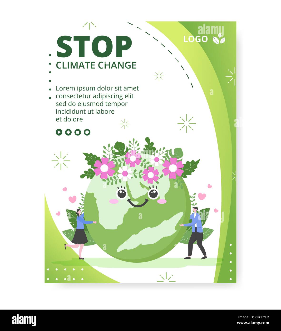 Save Planet Earth Post Template Flat Design Environment With Eco ...