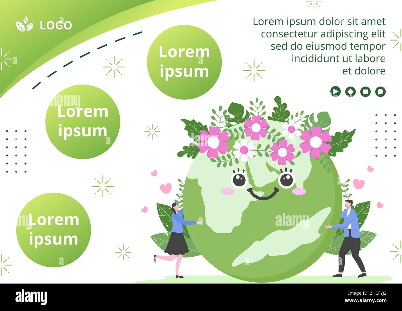 Save Planet Earth Post Template Flat Design Environment With Eco ...