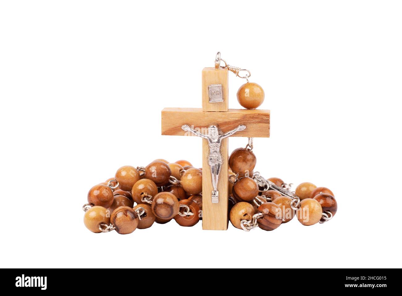 Traditional Christian holy religious wooden rosary isolated on white ...