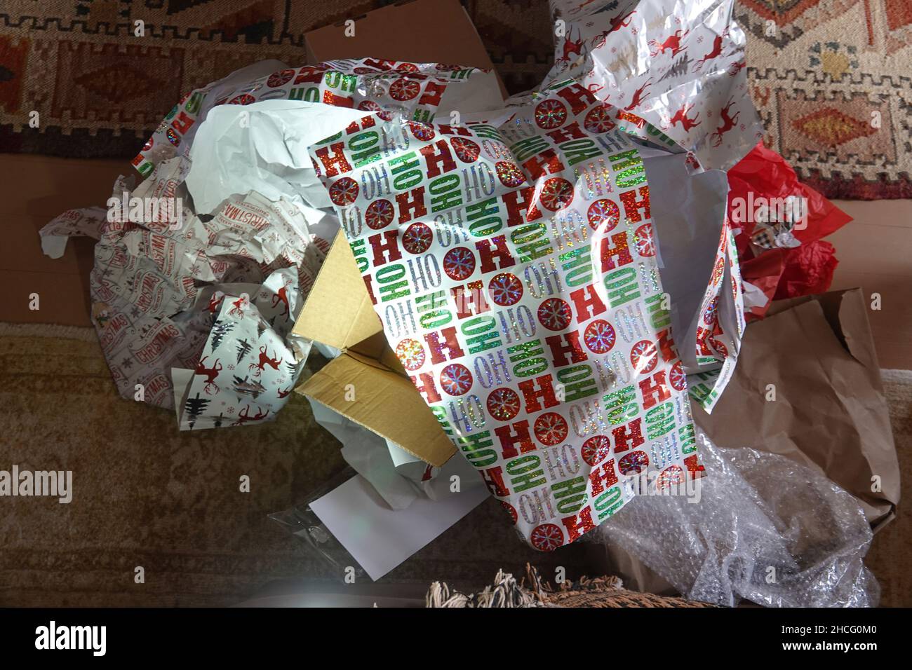 Christmas Wrapping paper rubbish Stock Photo - Alamy