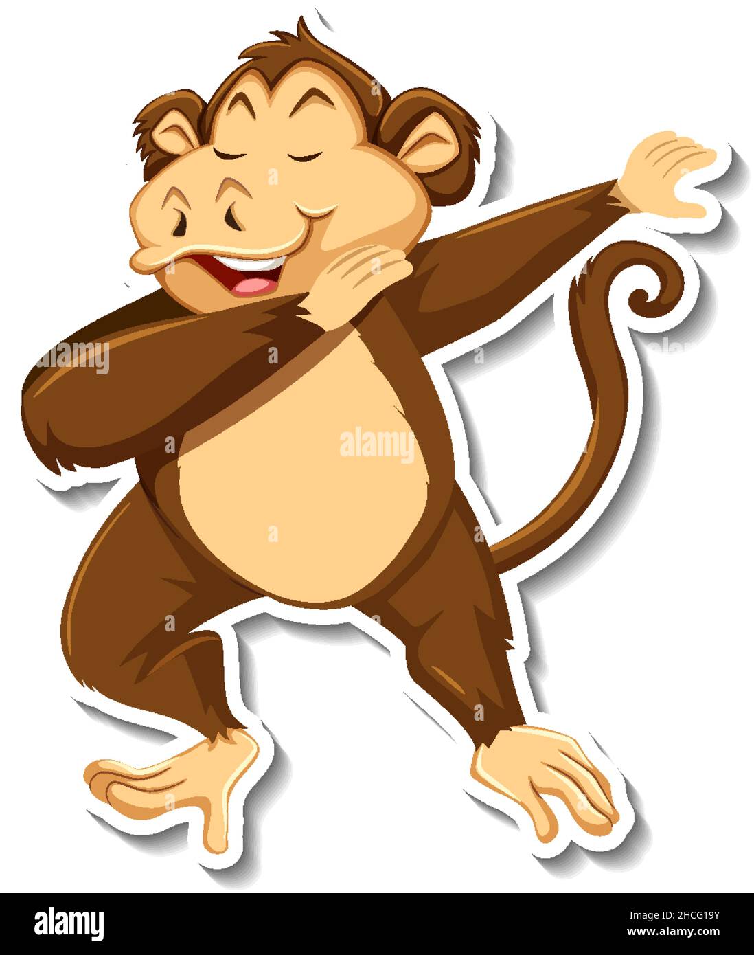 Monkey dancing animal cartoon sticker illustration Stock Vector Image ...