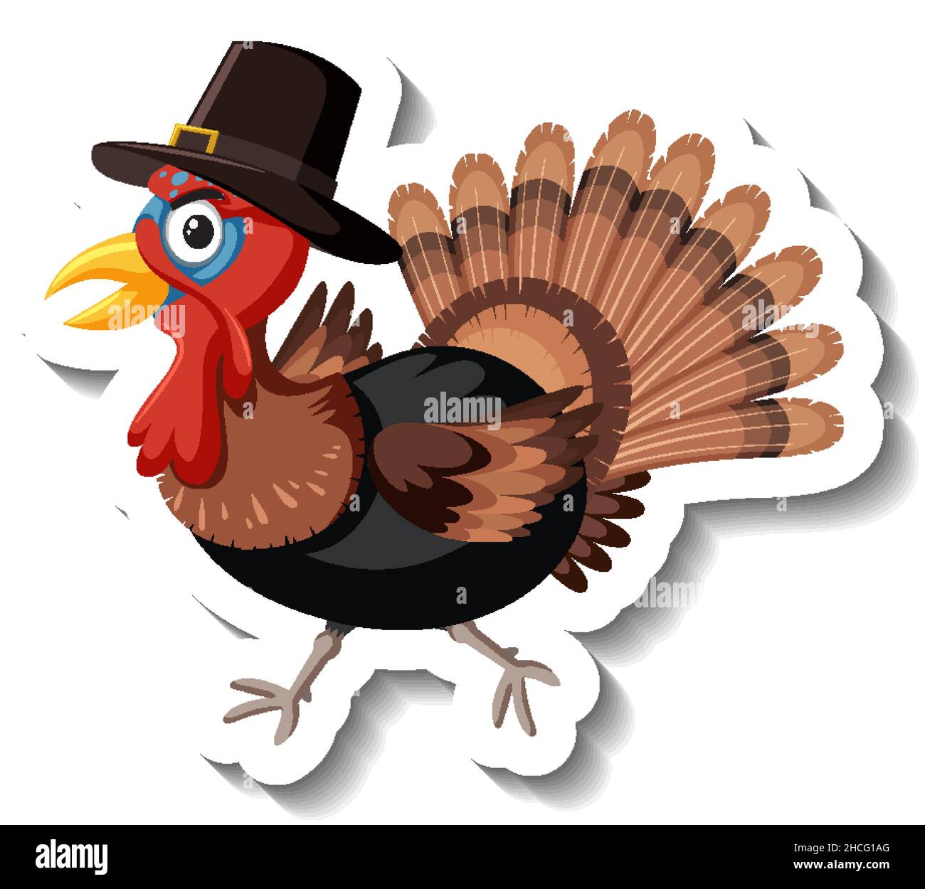 Isolated turkey sticker on white background illustration Stock Vector ...