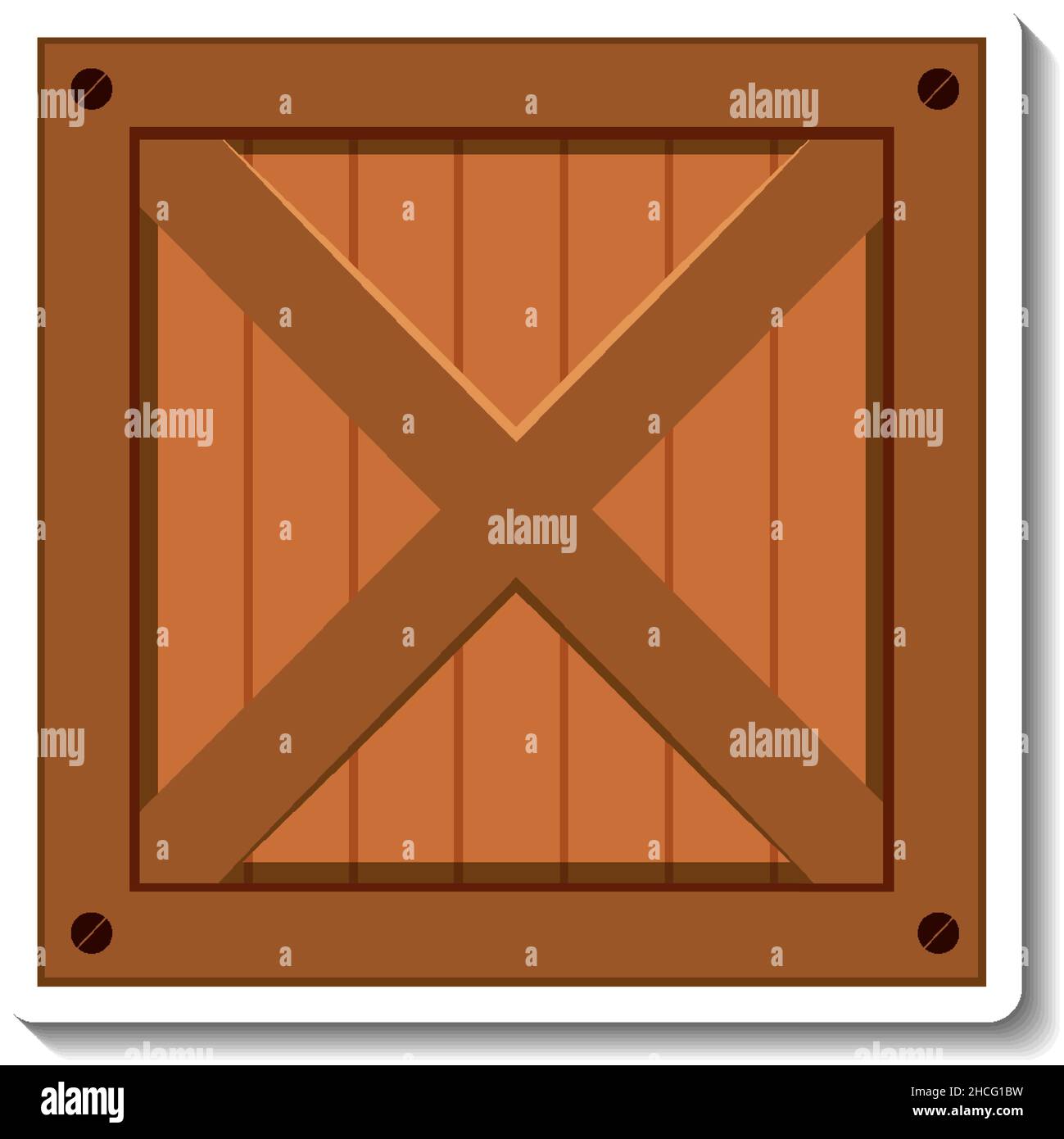 Wooden box cartoon sticker on white background illustration Stock ...