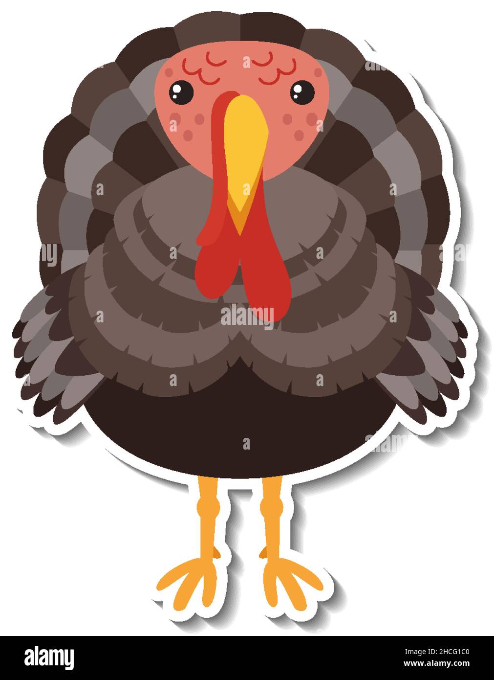Chubby turkey chicken animal cartoon sticker illustration Stock Vector ...