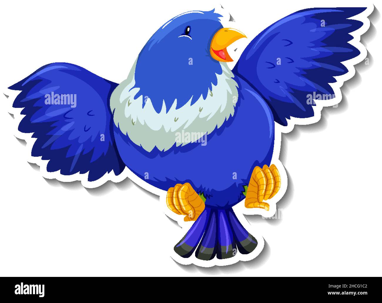 Cute blue bird animal cartoon sticker illustration Stock Vector Image ...