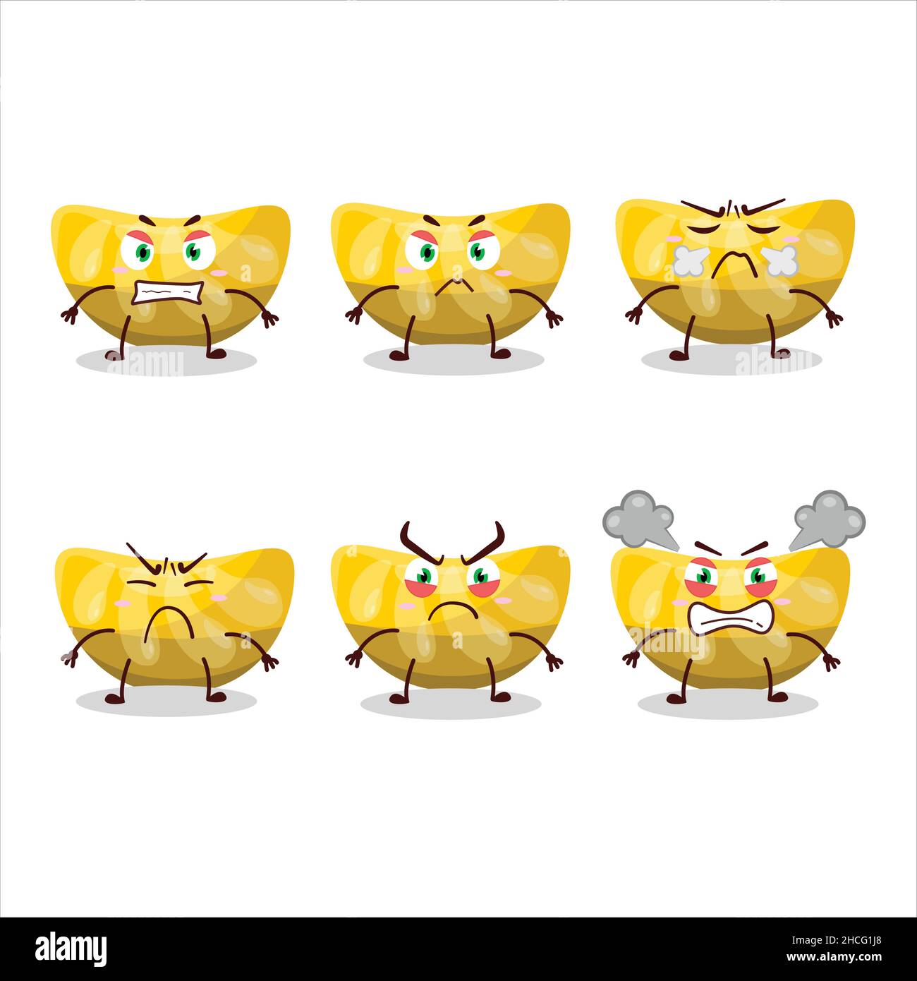 Orange gummy candy cartoon character with various angry expressions ...