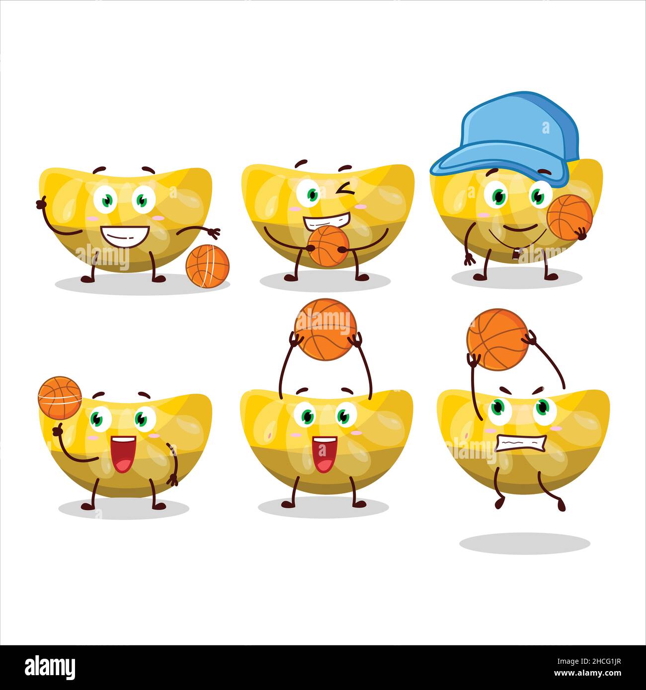 Talented orange gummy candy cartoon character as a basketball athlete ...