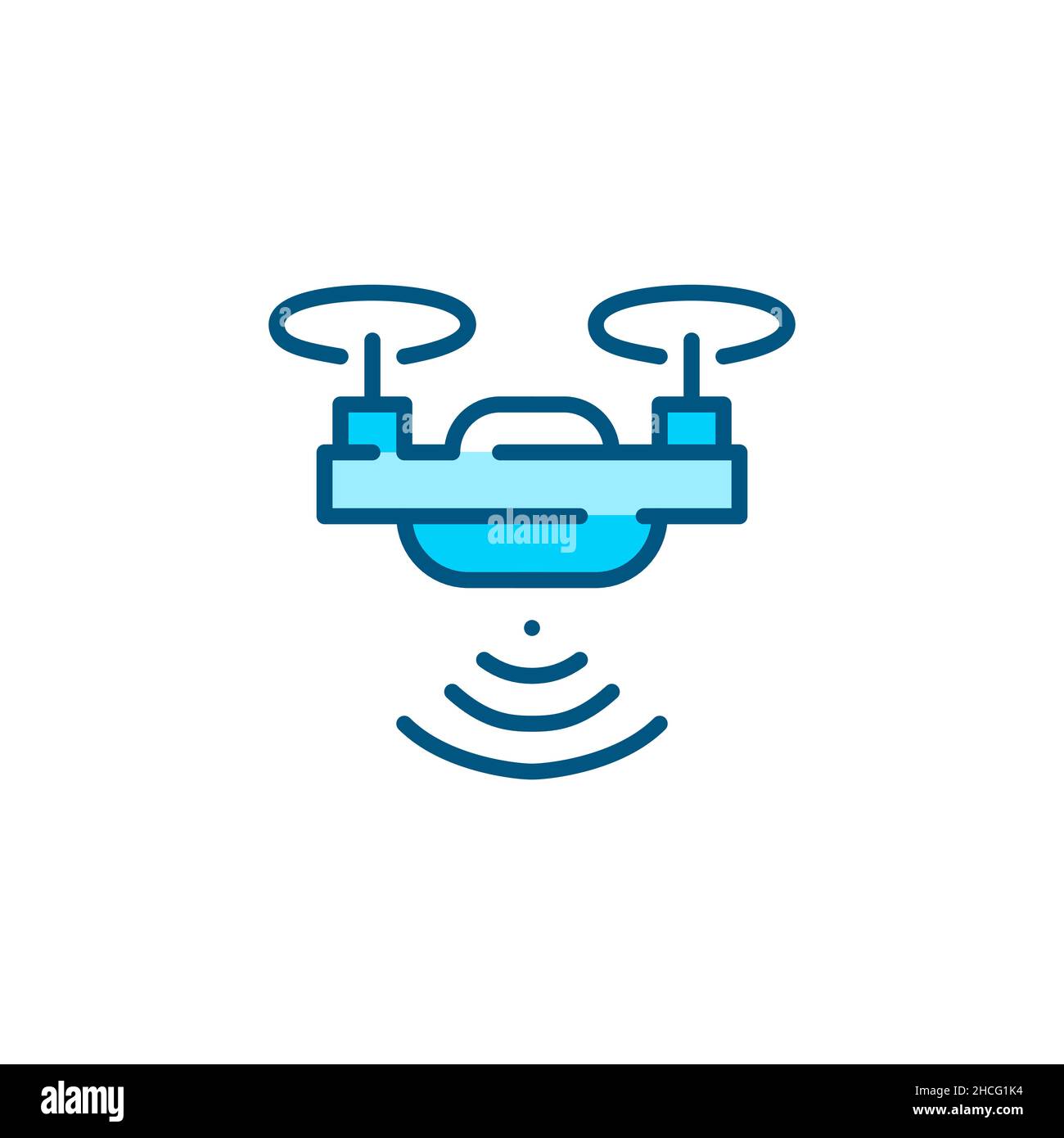Flying drone with wireless control. Pixel perfect, editable stroke ...
