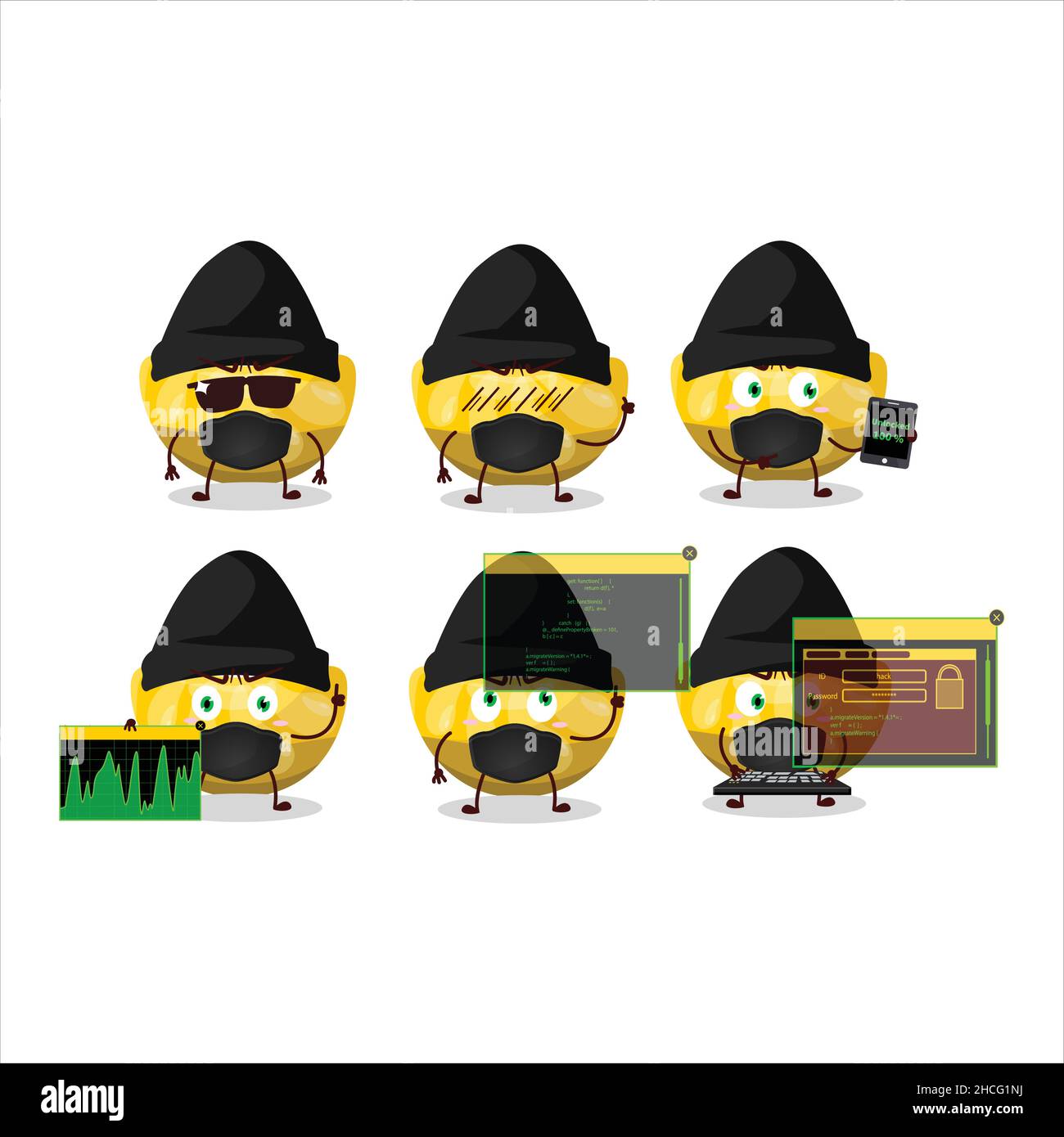 A Hacker orange gummy candy character mascot with. Vector illustration ...
