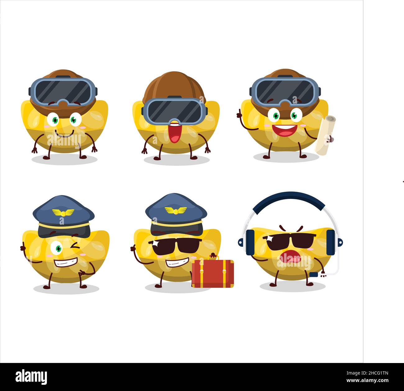 Pilot cartoon mascot orange gummy candy with glasses. Vector ...