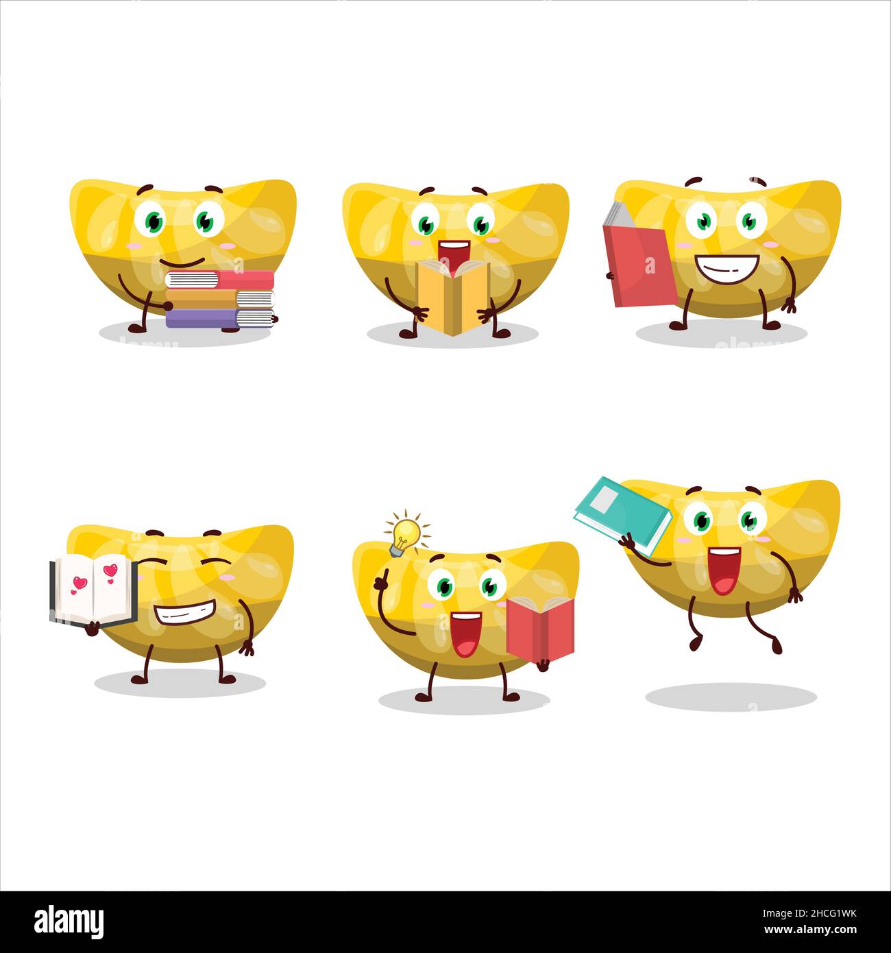 A picture of orange gummy candy cartoon character concept reading an ...