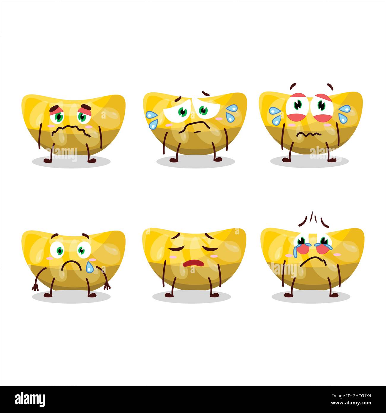 Orange gummy candy cartoon character with sad expression. Vector ...