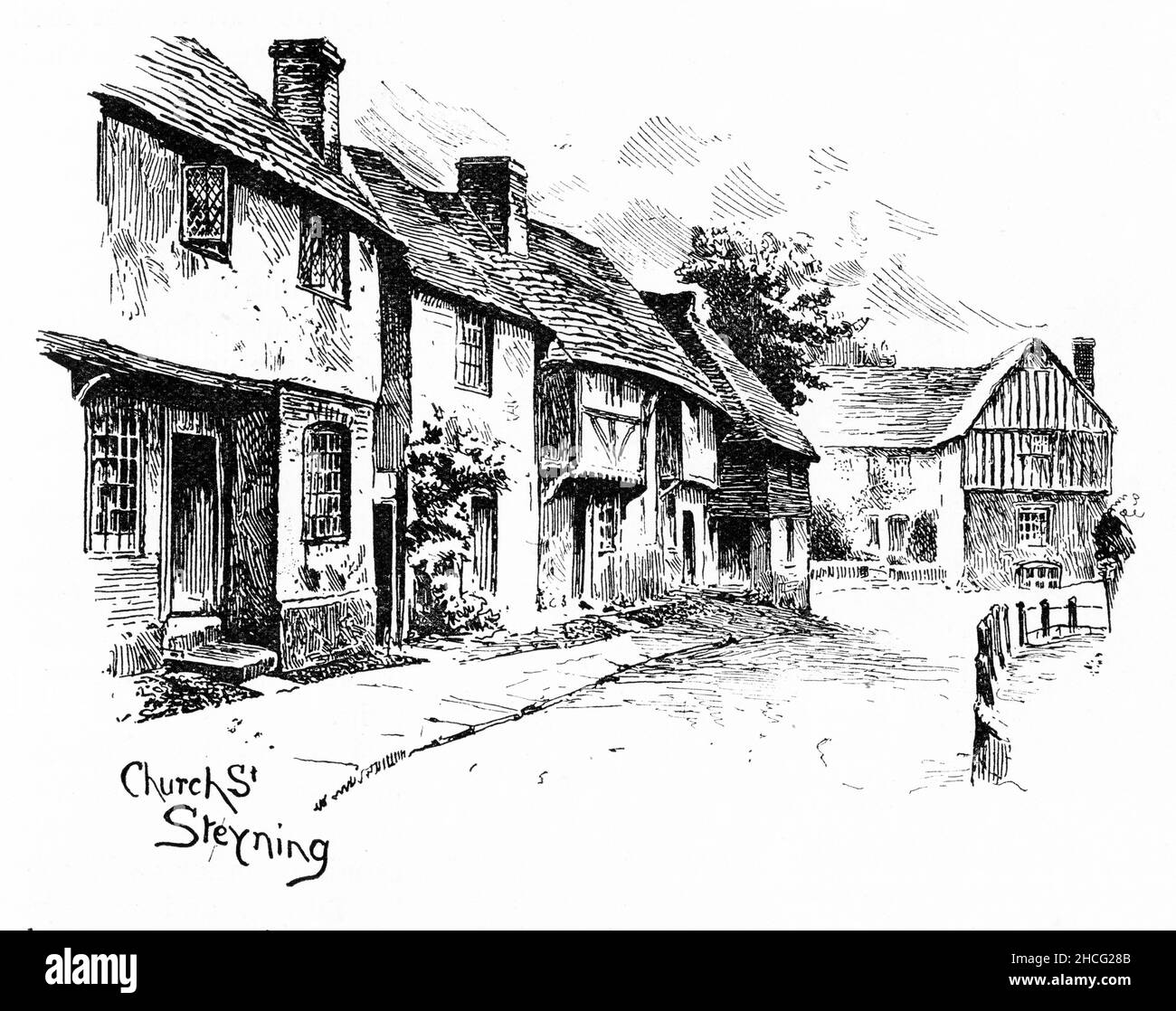 Engraving of a traditional cottage in England. published circa 1910 ...