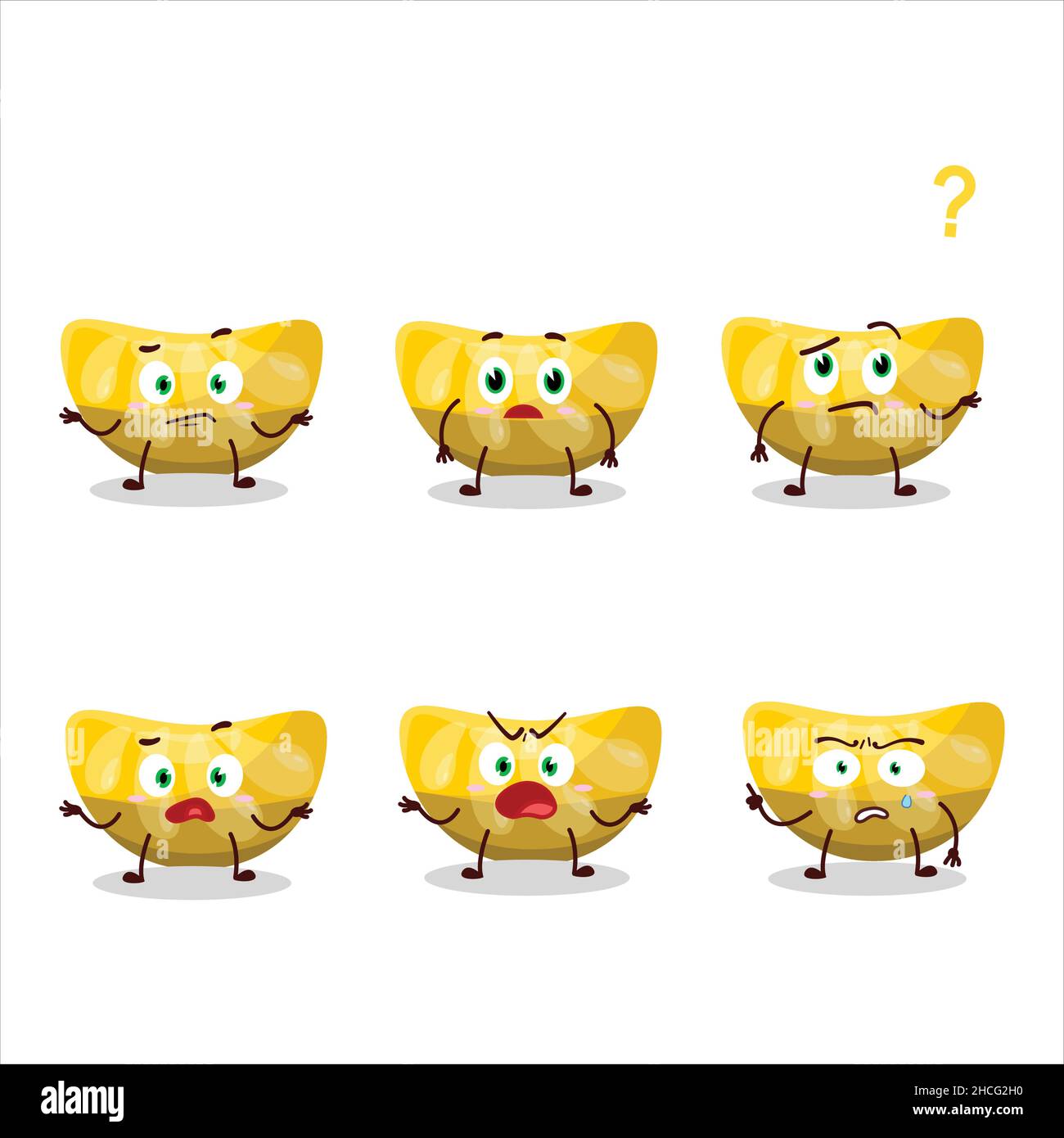 Cartoon character of orange gummy candy with what expression. Vector ...