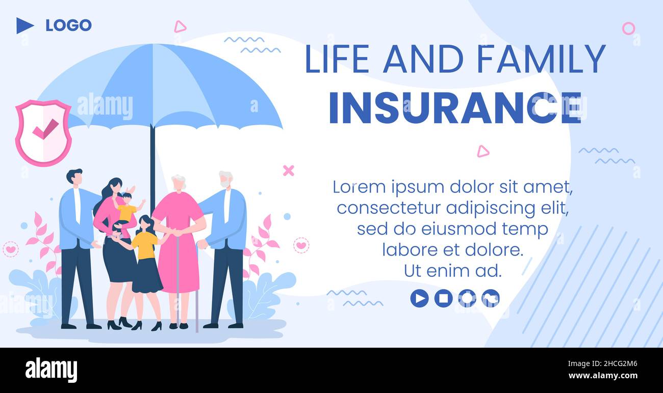 Family Life Insurance Post Template Flat Design Editable Illustration ...
