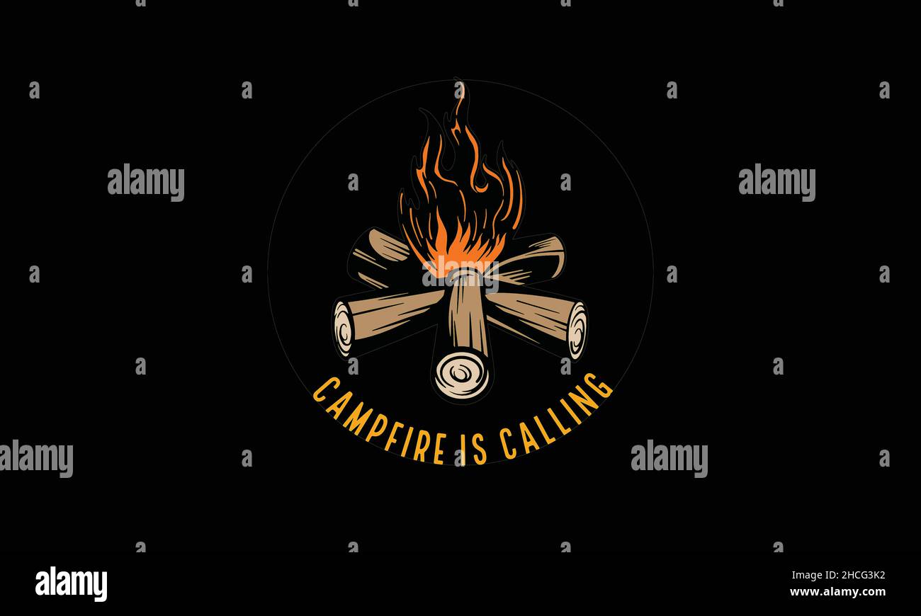 campfire is calling camping monogram text vector template Stock Vector ...