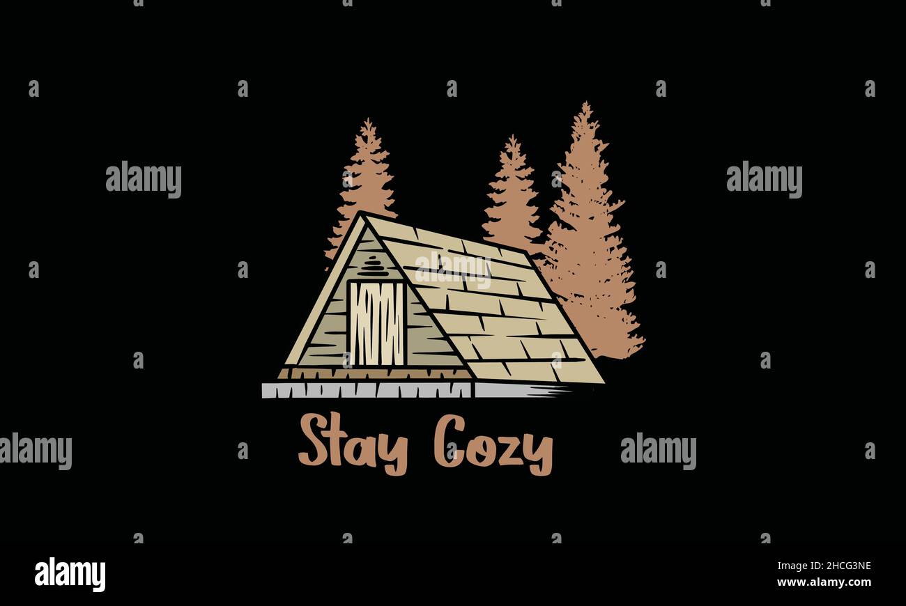 stay cozy camping monogram text vector template Stock Vector Image ...