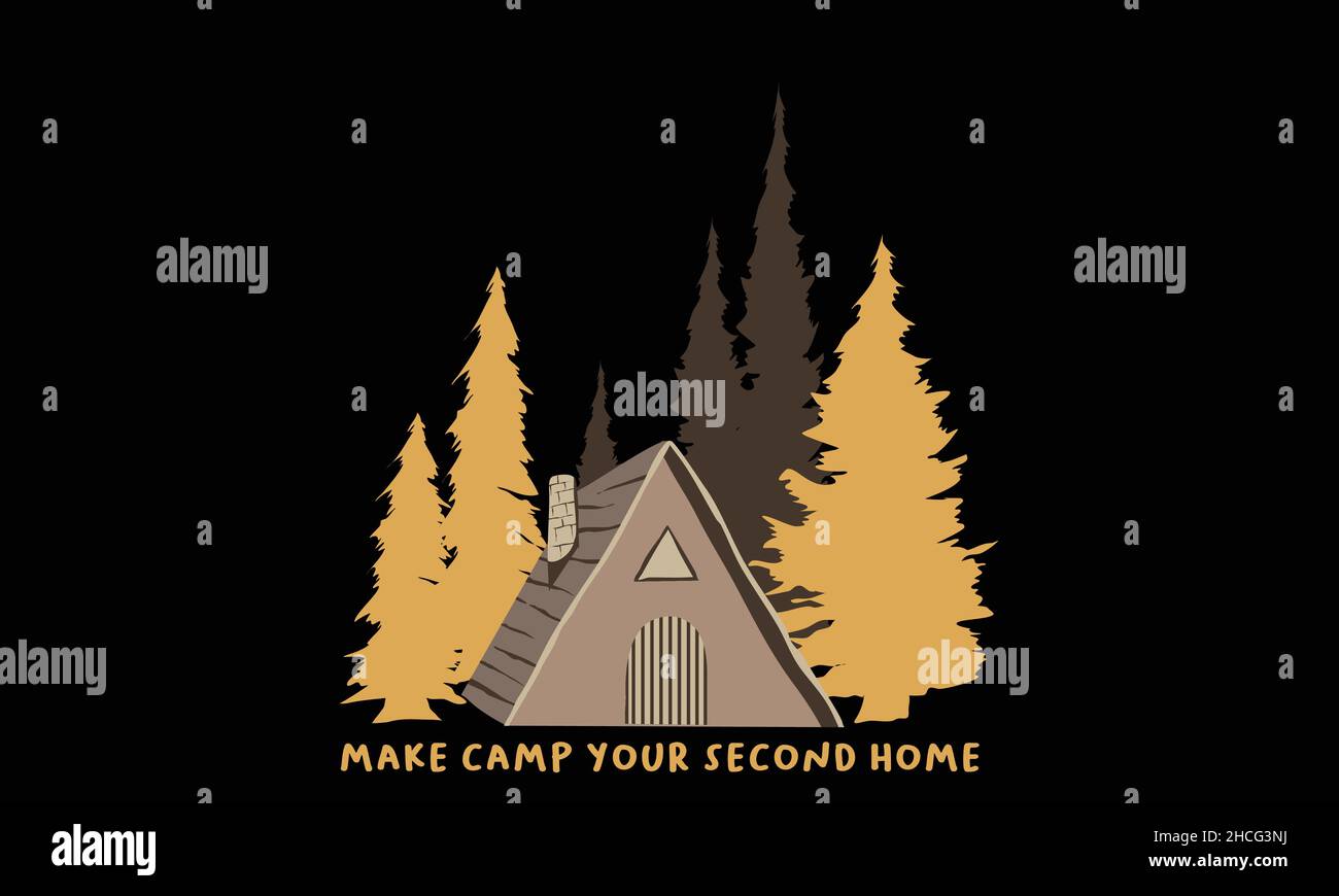 make camp your second home camping monogram text vector template Stock ...
