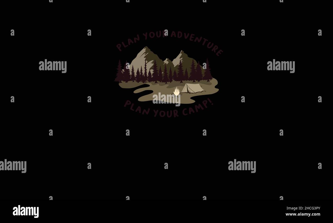 plan your adventure plan your camp camping monogram text vector ...