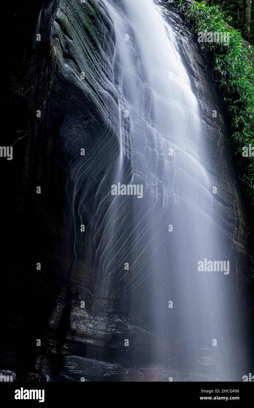 Close up view of Buderim Falls, also known as Serenity Falls is a small ...