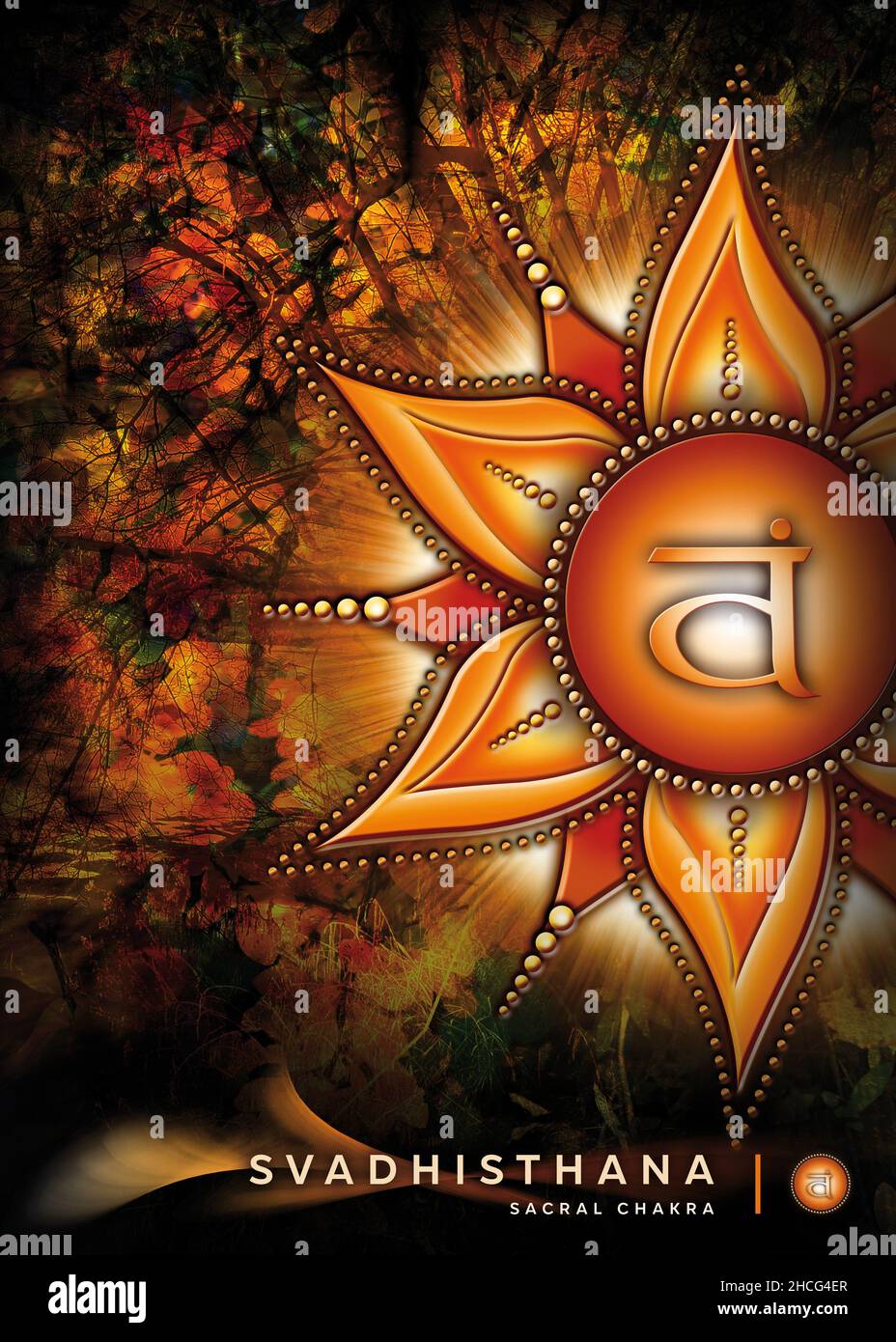 Poster, Wallpaper with sacral chakra symbol (Svadhisthana). Artwork ...
