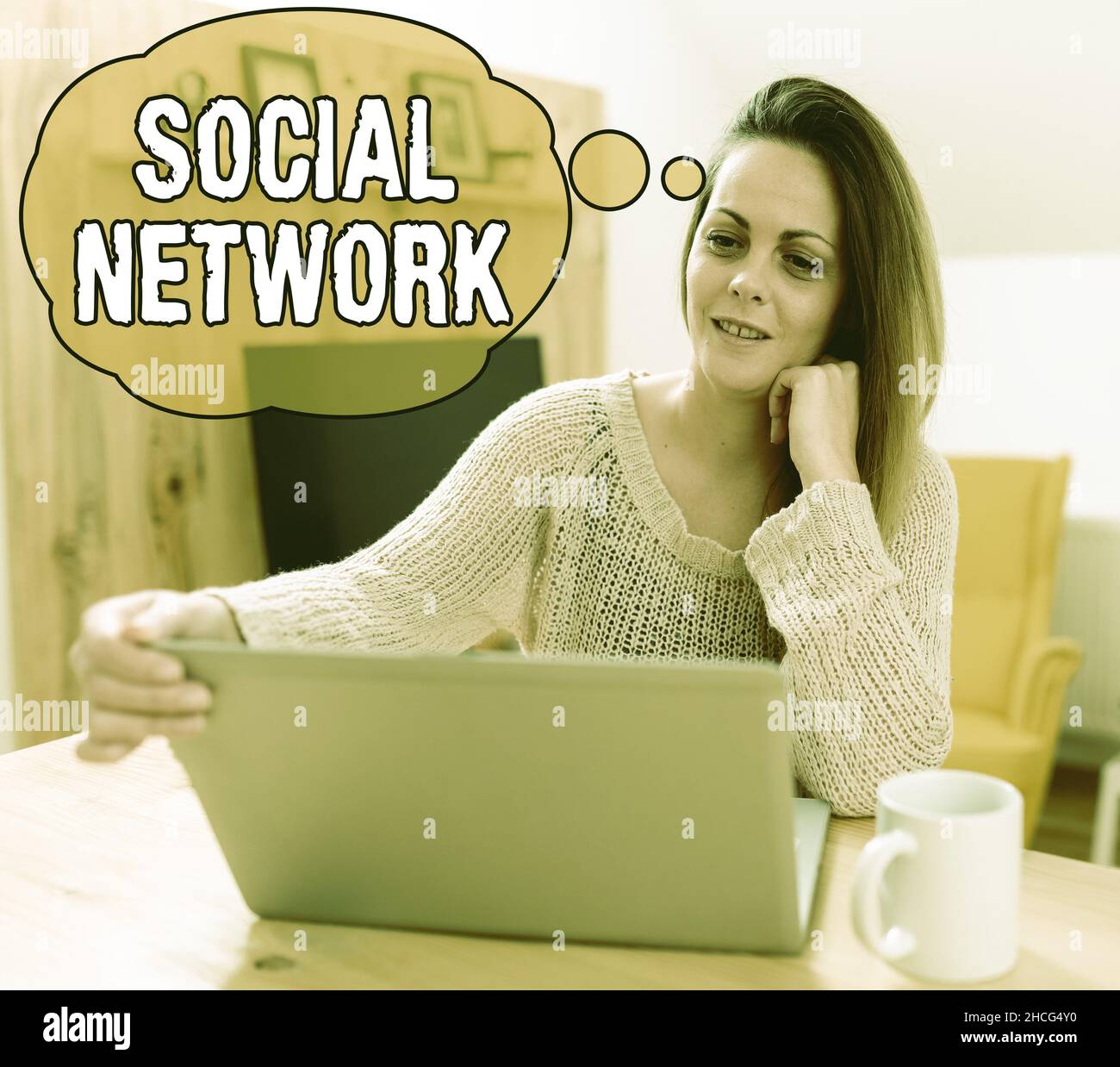 Sign displaying Social Network. Business concept Interactions Sharing ...