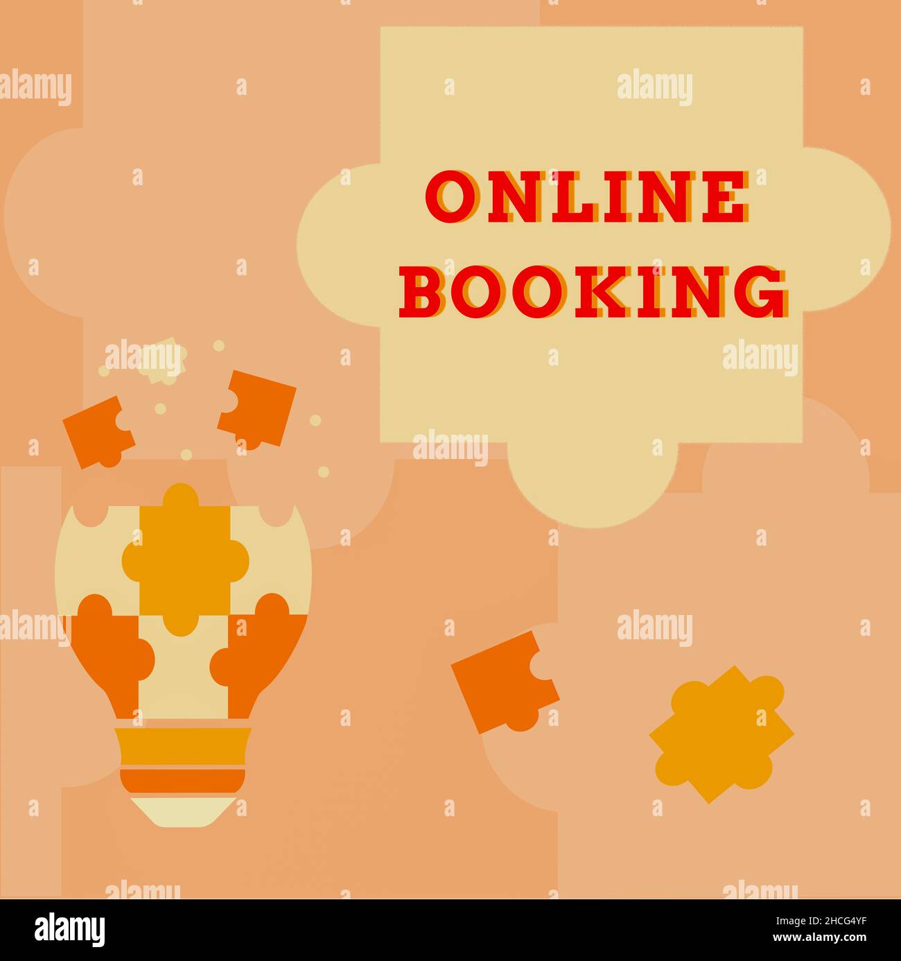 Text caption presenting Online Booking. Word for Reservation through ...