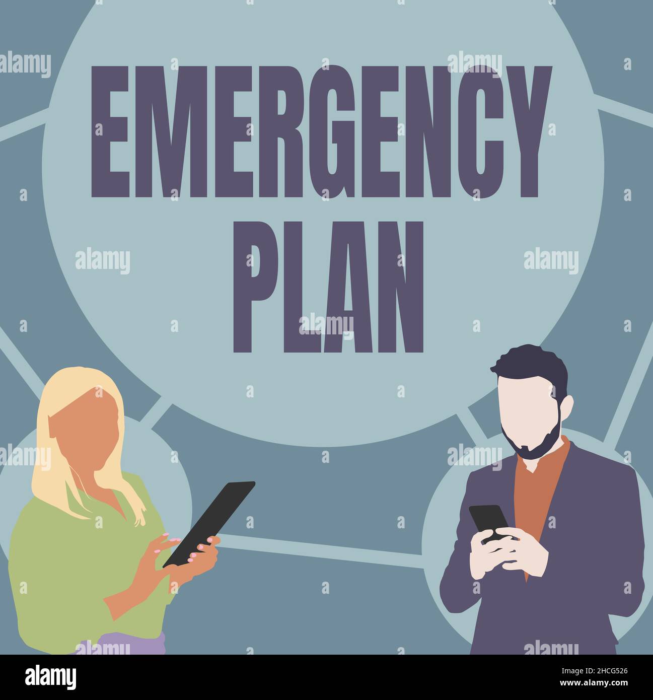Text sign showing Emergency Plan. Business overview Procedures for ...